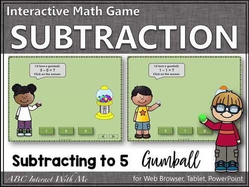 Subtraction within 5 Interactive Math Game {Gumball} by ABC Interact ...