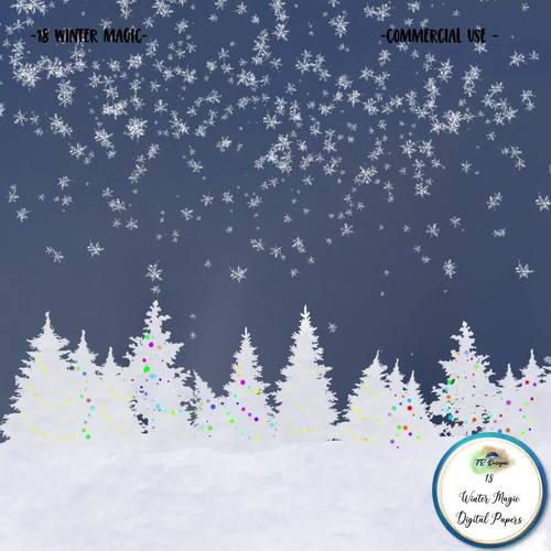 Winter Magic 12x12 Digital Papers Commercial use by Teach Elite | TPT