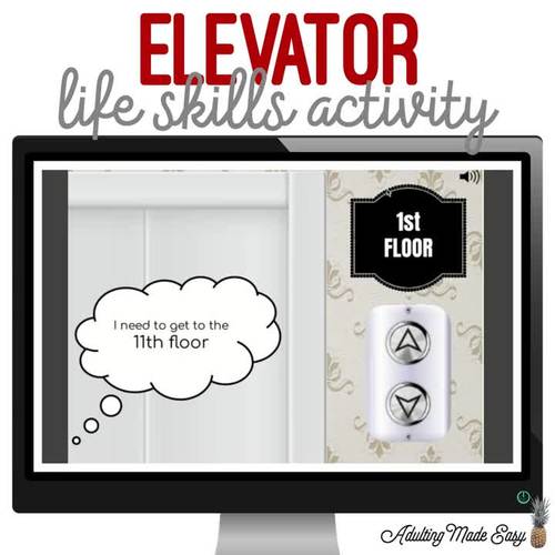 Using An Elevator - Independent Skills - Boom Cards & Interactive PDF