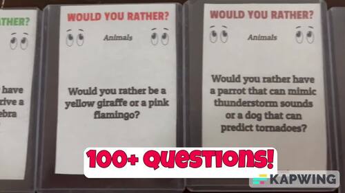 Would You Rather Cards for Animals Conversation Questions FREE SAMPLE