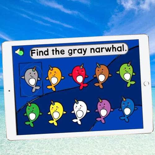 Find the GRAY Color Recognition | BOOM CARDS with audio | Beach | TPT