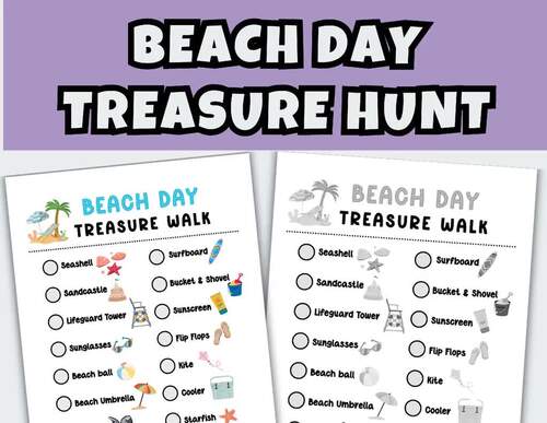Beach Day Scavenger Hunt Activity Fun Learning Project Elementary ...