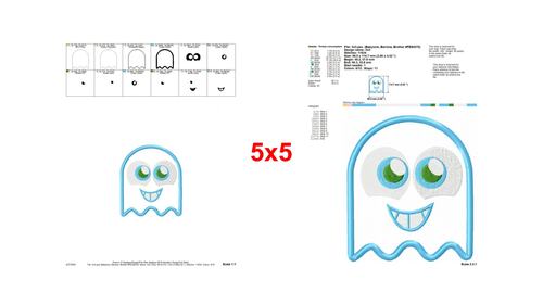 Pac Man Applique 06 Embroidery Design - Instant Download by Aneta H