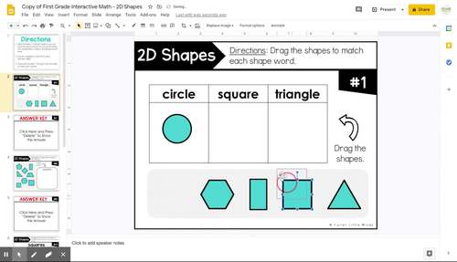 2D Shapes First Grade Math Activity for Google Slides | TPT