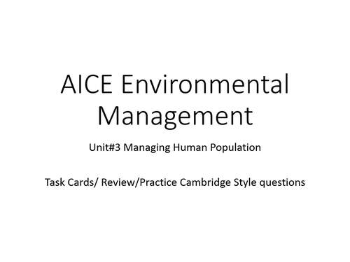 Task Cards Unit#3 Managing Human Population AICE Environmental AS