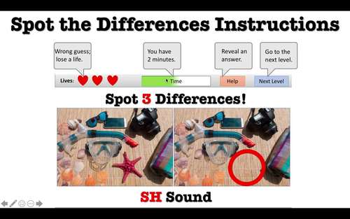 Spot the Difference Articulation No Prep Digital Game SH CH Visual ...