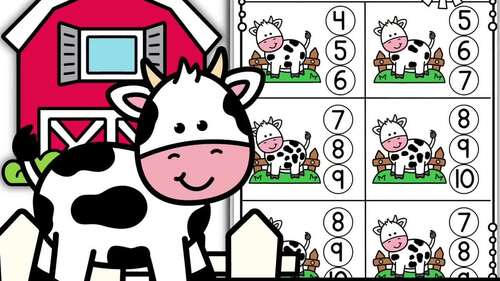 Count and Color: Numbers within 10 Worksheets for Kindergarten—Farm Theme