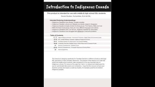 Introduction to Indigenous Canada- ESL Reading Package by Black Bear ESL
