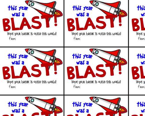 Rocket Christmas (Winter Break) Holiday Gift Tag- This year was a BLAST!