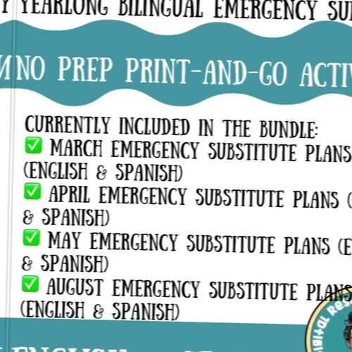 Emergency Substitute Plans Mega GROWING Bundle | Seasonal & Monthly Sub ...