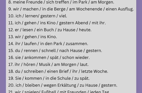 German - Deutsch - Grammatik - Perfekt - Word Order - Wortfolge by LB ...