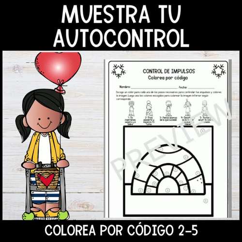COLOREA POR CÓDIGO. MUESTRA TU AUTOCONTROL. 2-5. EN ESPAÑOL. | TpT