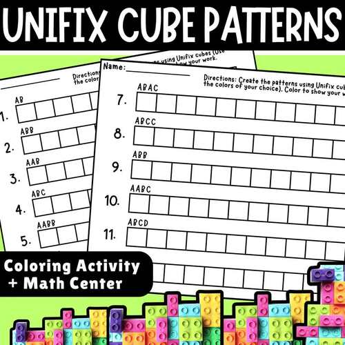 ️ Unifix Cubes Pattern Worksheet First day Coloring Activities kindergarten