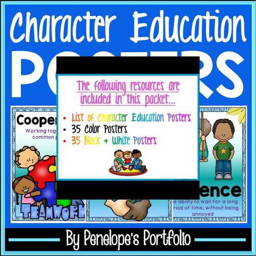 Character Education Posters in Color and Black / White by Penelope's ...