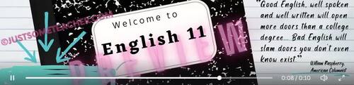Welcome to English 11 Google Classroom Banner Header ANIMATED! | TPT