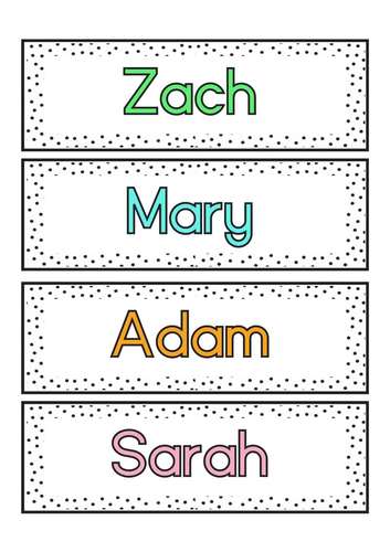 Student Name Desk Labels → PRINTABLE Polka Dot Classroom Tags / Cards