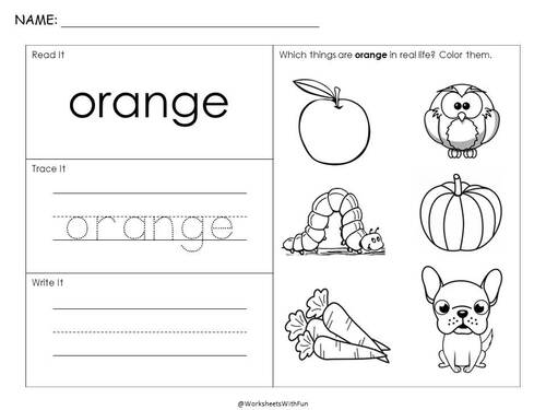 Color Words Worksheets, Color Word Practice, Kindergarten Worksheets, T-375
