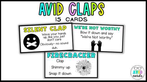 AVID Claps Cards - Classroom Management #laboroflove by AVID Nerds