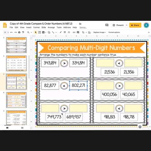 Comparing and Ordering Whole Numbers 4th Grade Place Value to Hundred ...