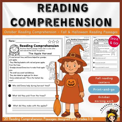 October Reading Comprehension – Fall & Halloween Reading Passages for 1 ...