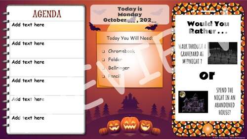 Customizable October Daily Classroom Agenda Template Slides With ...