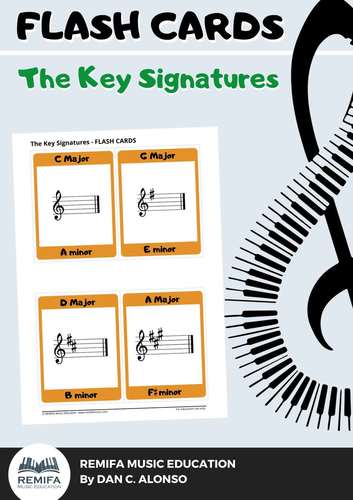 FLASHCARDS - The Key Signatures - Colour and monochrome versions.