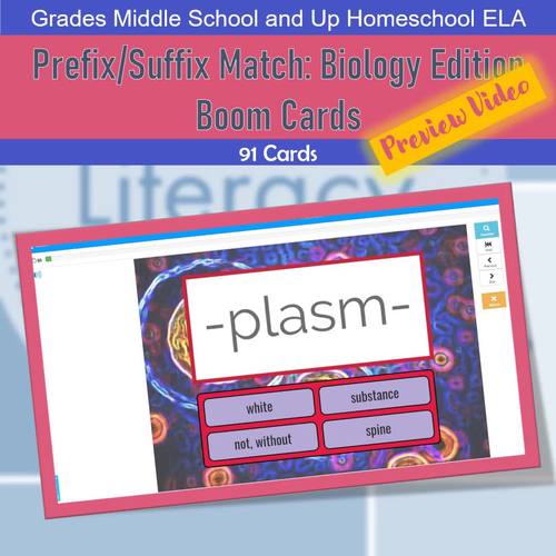 Prefixes and Suffixes For Biology Boom Cards by Literacy Mobility