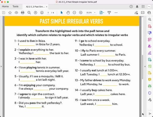 ESL Elementary Lesson: Practise Irregular Verbs in the Past Simple