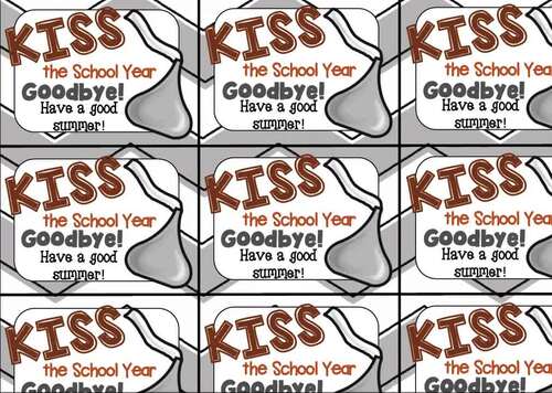 End of Year (EOY) Kisses Gift Tag (Kiss the Year Goodbye!) | TPT