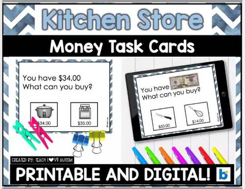 Money Matching Task Cards: Kitchen Shop Edition by Teach Love Autism