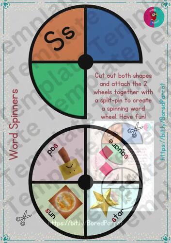 Vocab Word Spinners for Kindergarten. Letter S by Bored Parrot | TPT