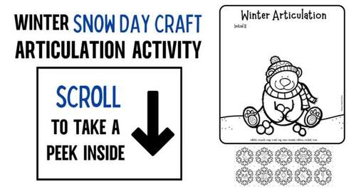 Winter Articulation Craft For Speech Therapy: R Initial, Vocalic & Blends