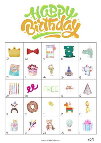 50 Birthday Bingo Cards Classroom Game, Bingo Game, Party Game Work
