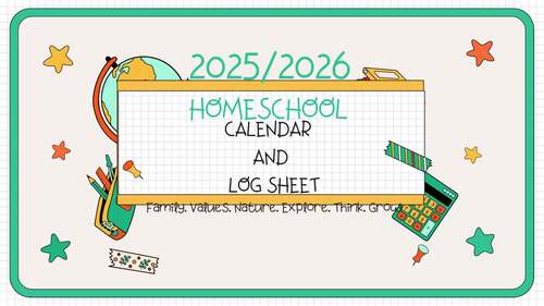 2025/2026 Homeschool Planning Calendar/Organizer/Log Sheet by Kristy Boone