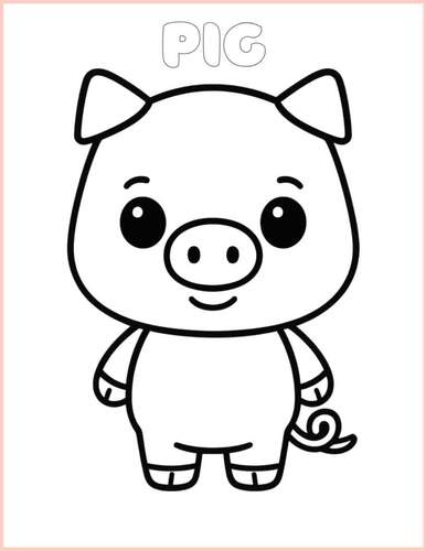 Pig Coloring Page | Farm Animal Worksheet | Printable PDF Poster ...
