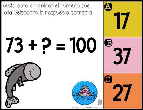 Restas partes de 100 DIGITAL Google Slides y Seesaw Subtraction in Spanish