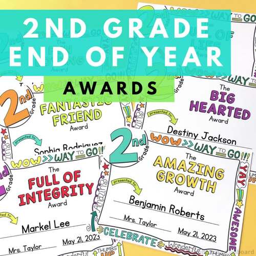 Class Superlative Student End of Year Award 2nd Grade Editable ...