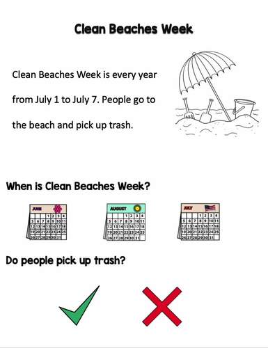 Clean Beaches Week, Activities, ESY Summer School SPED | TPT
