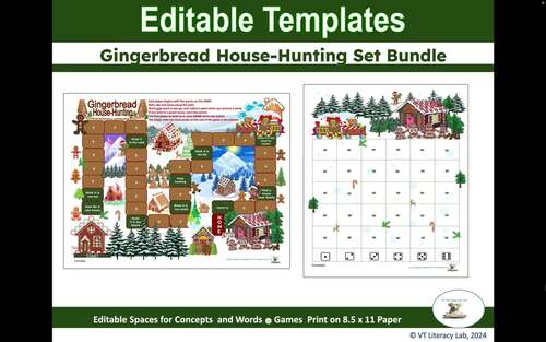 Editable Phonics Game and Roll & Read Templates | Gingerbread Theme
