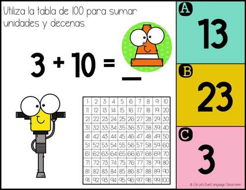 Sumas de decenas digital Google Slides and Seesaw en español Addition