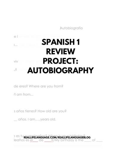 Spanish 1 Review Project: Autobiography by Real Life Language | TPT