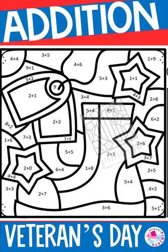 VETERANS DAY Color by Number Code Addition to 10 & 20 Math Coloring ...