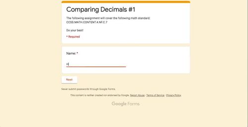 Comparing Decimals Google Classroom™ Digital Quiz Set by Home Run Homeroom