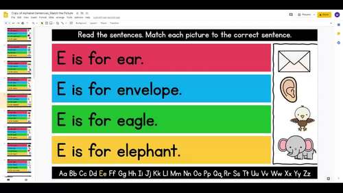 Digital Alphabet Activities | Beginning Sounds Sentences for Google Slides™