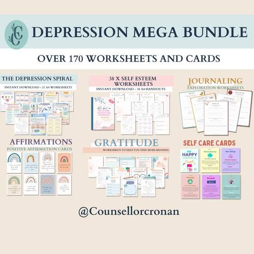 Depression mega bundle, depression spiral worksheets, teen mental ...