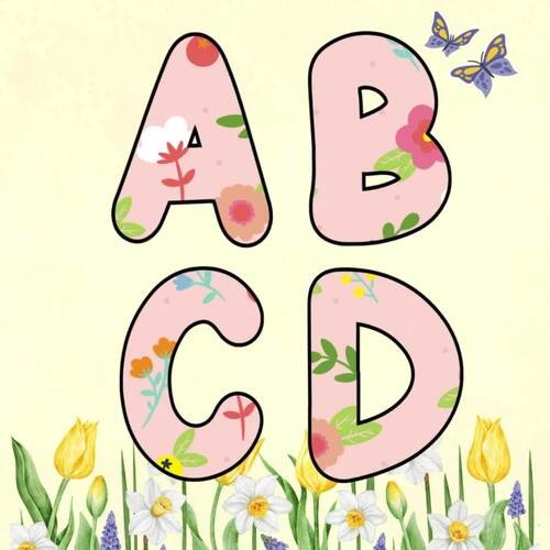 Spring Doodle Alphabet Letters & Numbers PNG, bubble letter font by ...