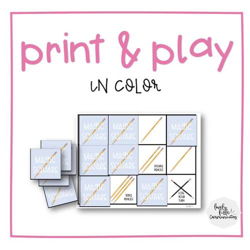 Open Ended Pencil Themed "Magic Square" Game for Speech-Language Therapy