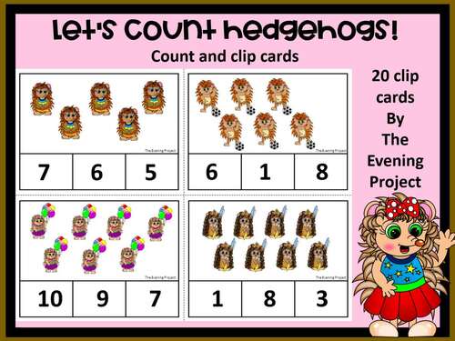 Let’s count hedgehogs! Count and clip cards 1-20 for Special Education ...