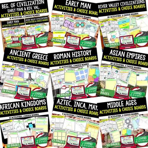 African Kingdoms Activities Choice Board, Digital Learning, Google, & Print