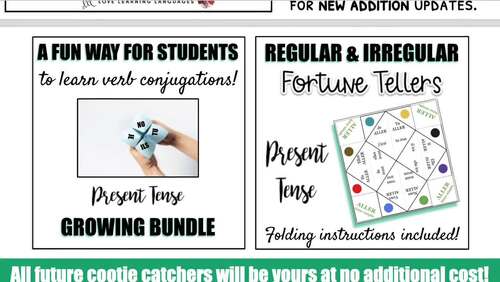 French Present Tense Verbs Fortune Teller BUNDLE - Cootie Catchers